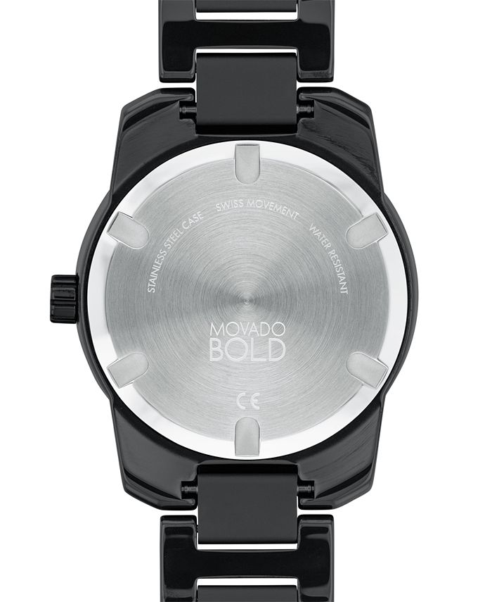 Movado Bold Verso Men's Swiss Ion-Plated Black Ceramic Bracelet Watch ...