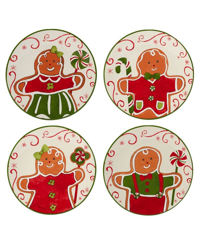Certified International Holiday Magic Gingerbread 4 Set Canape Plate ...