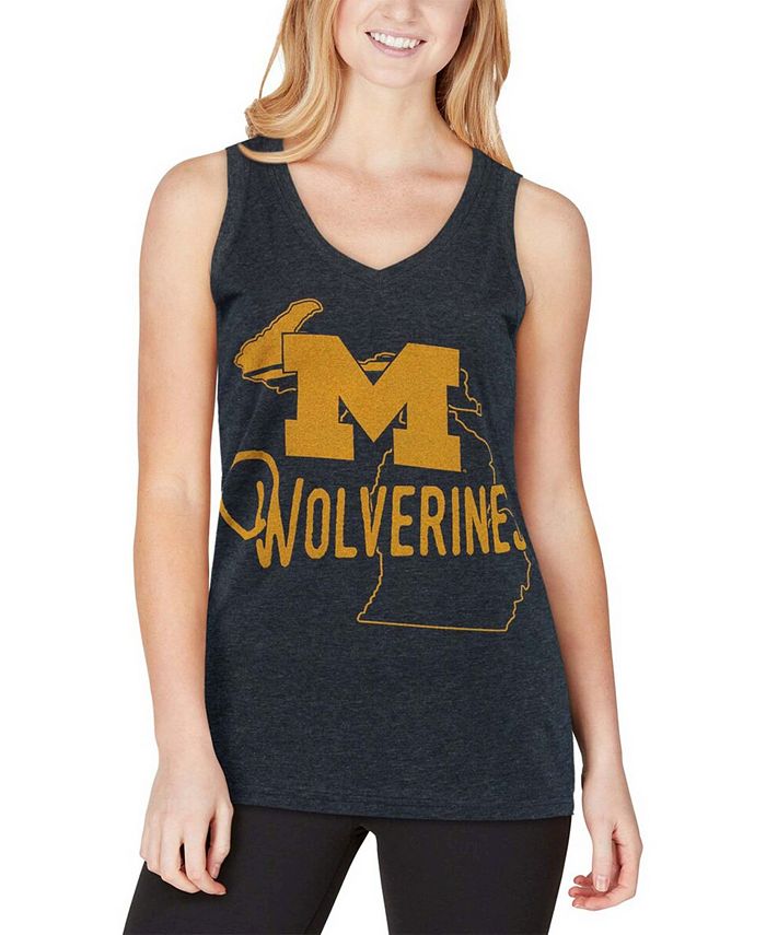 Pressbox Women's Navy Michigan Wolverines Ferris Melange V-Neck Tank ...