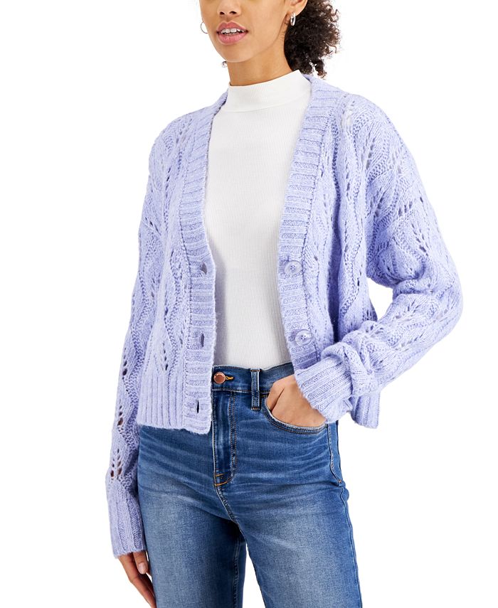 Hooked Up by IOT Juniors' Pointelle Cardigan - Macy's