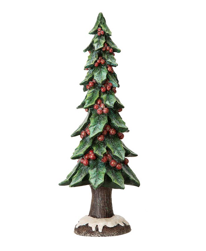 Glitzhome Resin Christmas Red Berry Table Tree Decor, 20" - Macy's