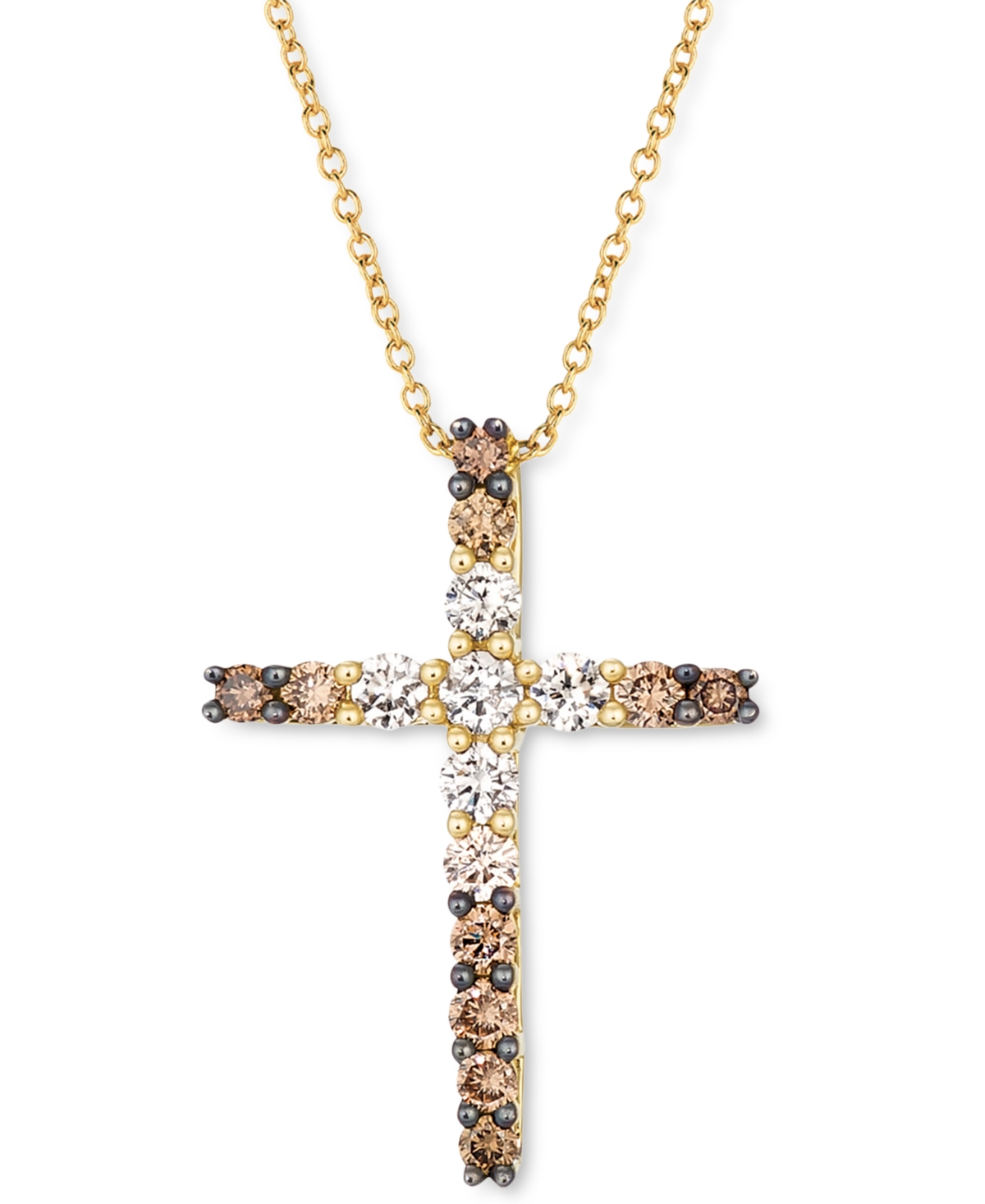 Click here for Le Vian Chocolate Ombre Diamond Cross 18 Pendant N... prices