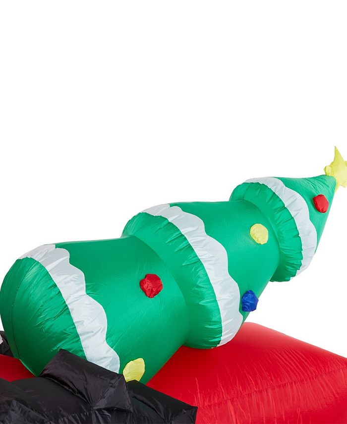 Glitzhome Lighted Inflatable Santa on Tractor Decor - Macy's
