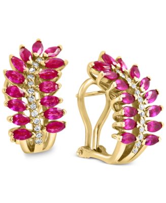 EFFY® Ruby (3-3/8 ct. t.w.) & Diamond (1/5 ct. t.w.) Drop Earrings in ...