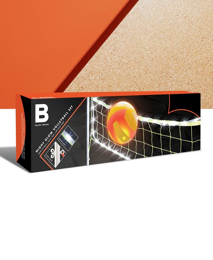 Black Series Night Glow Volleyball Set, LED Light-Up Ball and Stand Up ...