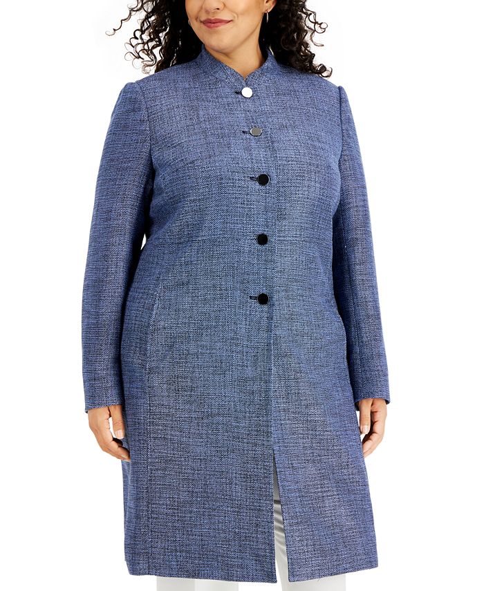 Kasper Plus Size Band-Collar Topper Jacket - Macy's