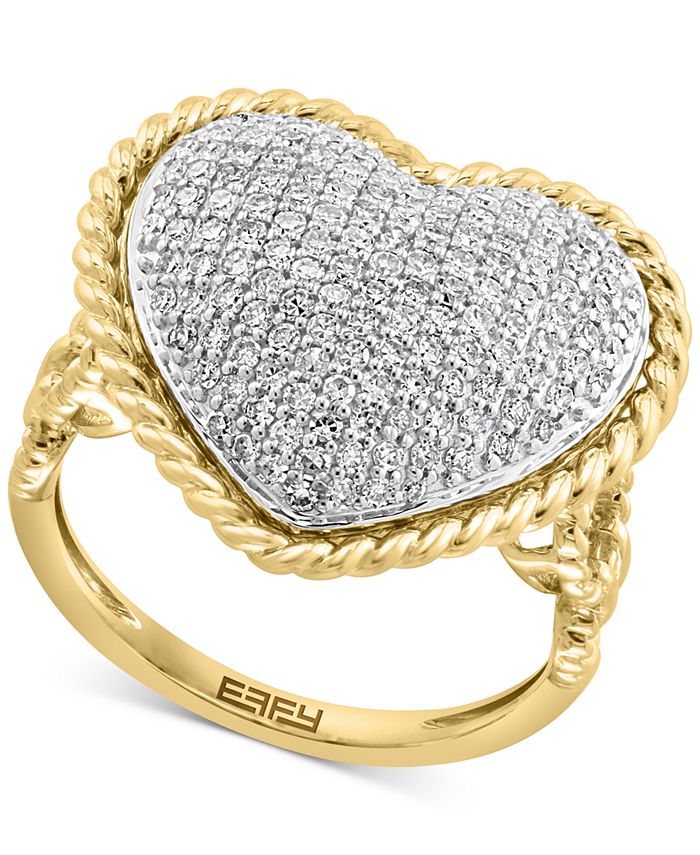 EFFY Collection EFFY® Diamond Pavé Heart Ring (3/4 ct. t.w.) in 14k Two ...