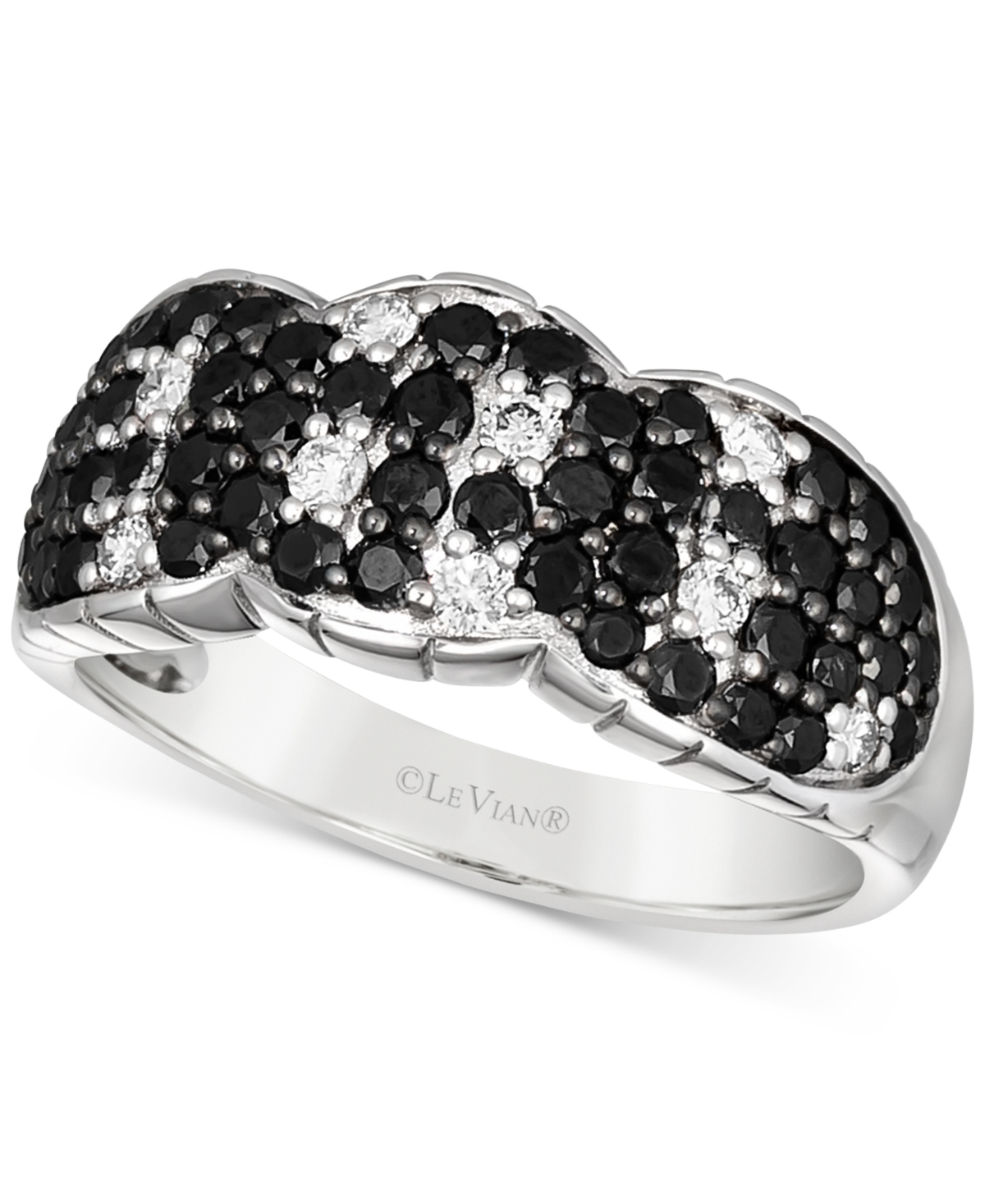 Le Vian Black Diamond (7/8 ct. t.w.) & Nude Diamond (1/5 ct. t.w.) Scattered-Look Cluster Ring in 14k White Gold - White Gold