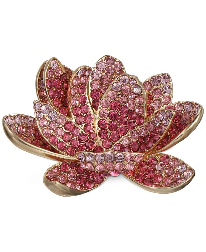 Charter Club Gold-Tone Pavé Lotus Pin, Created for Macy's - Macy's