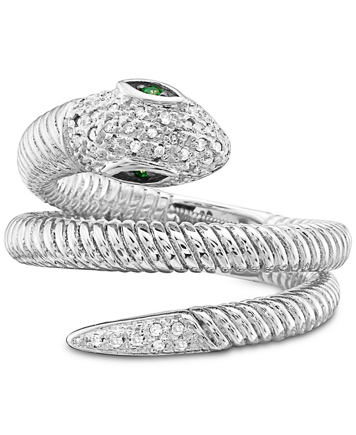EFFY Collection EFFY® Diamond (1/8 ct. t.w.) & Tsavorite Accent Snake ...