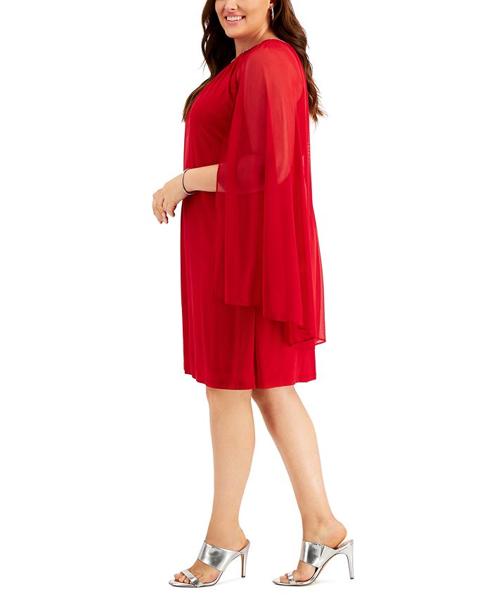 R & M Richards Plus Size Chiffon-Sleeve Rhinestone-Neck Dress & Reviews ...