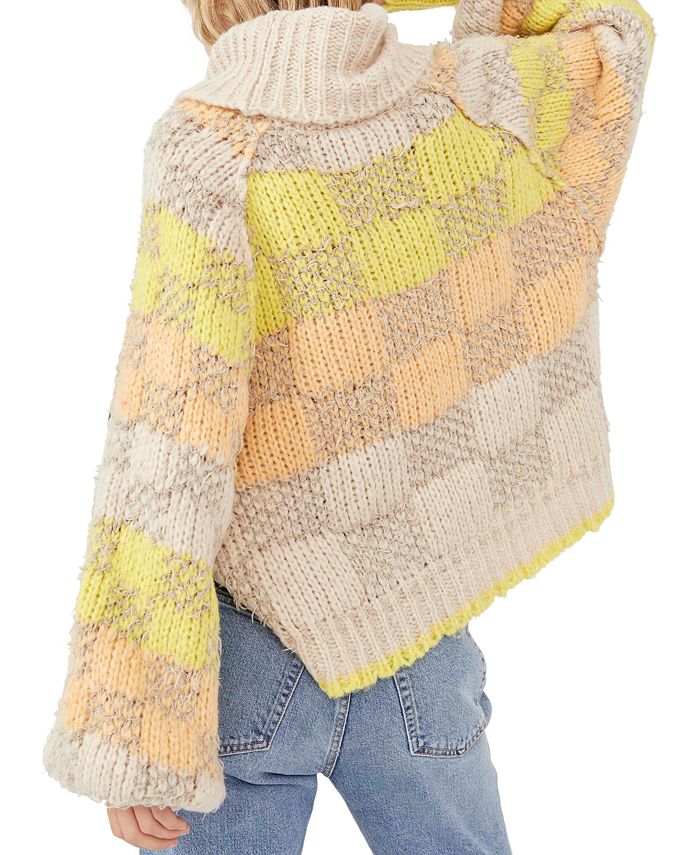 Free People Check Me Out Checkered Turtleneck Sweater - Macy's