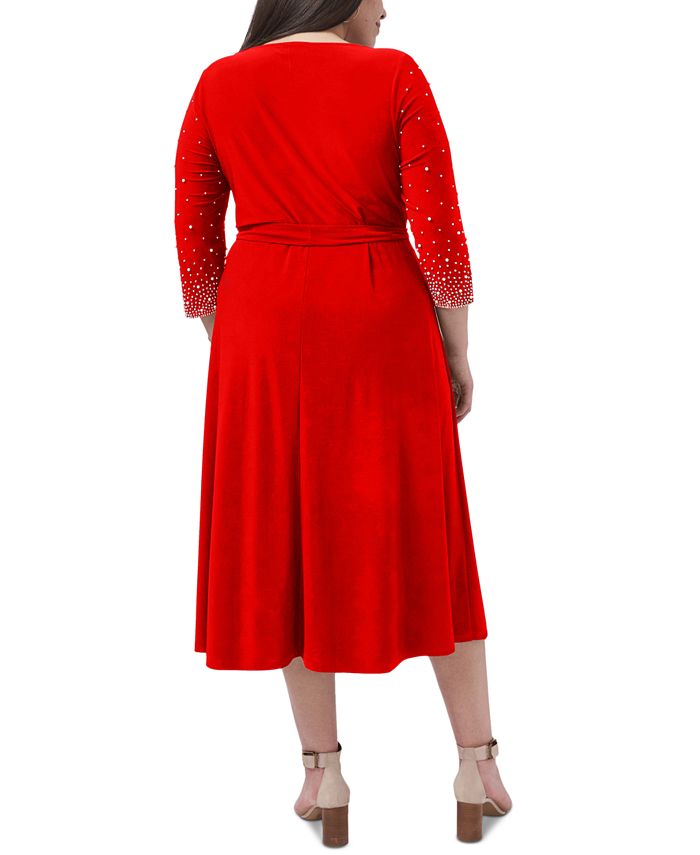 MSK Plus Size Beaded Fit & Flare Dress & Reviews - Dresses - Plus Sizes ...