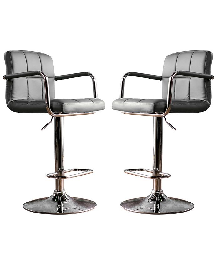 Furniture of America Devera Adjustable Swivel Bar Stool, Set of 2 - Macy's