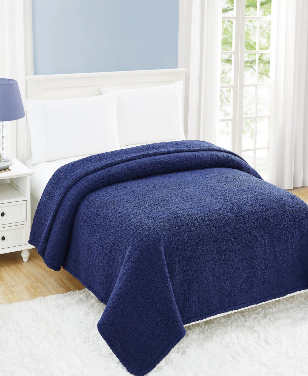 Click here for My World Cloud Sherpa Blanket  Twin Xl - Navy prices