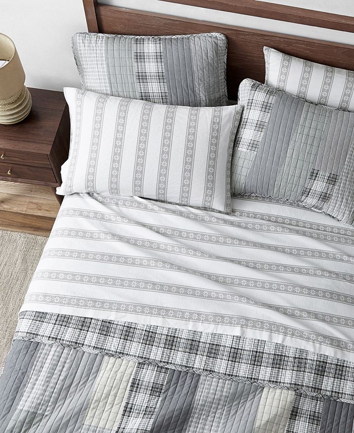 Eddie Bauer Snowflake Fair Isle Cotton Flannel 3-Piece Twin Sheet Set ...