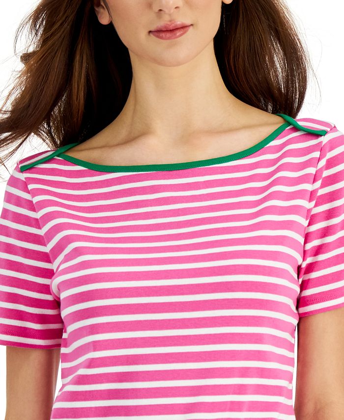 Charter Club Prima Knit Striped Boatneck Top, Created for Macy's - Macy's