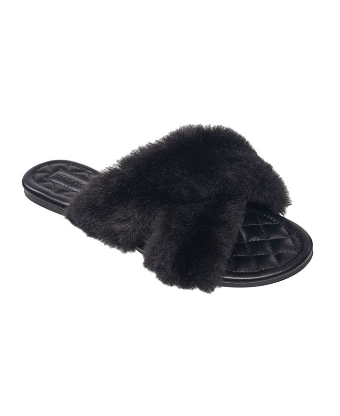 French Connection Women's Sege Slide Criss-Cross Faux Fur Sandals ...