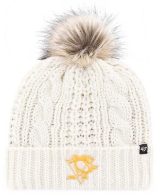 Women's White Pittsburgh Penguins Logo Meeko Cuffed Knit Hat with Pom ...