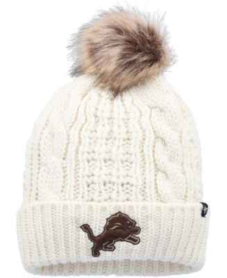 Women's Cream Detroit Lions Meeko Cuffed Knit Hat - Macy's