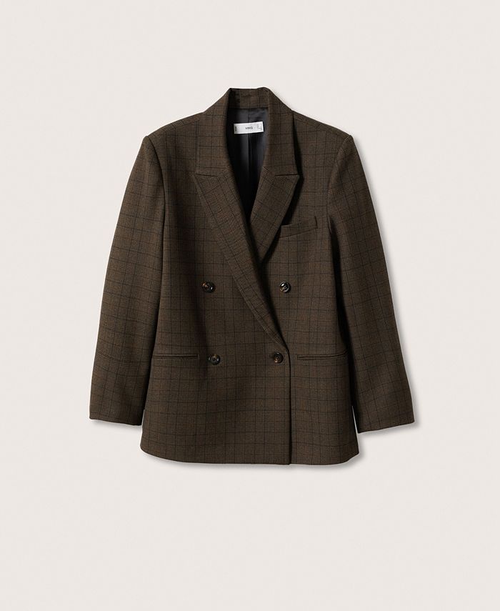 MANGO Women's Wrap Check Blazer - Macy's
