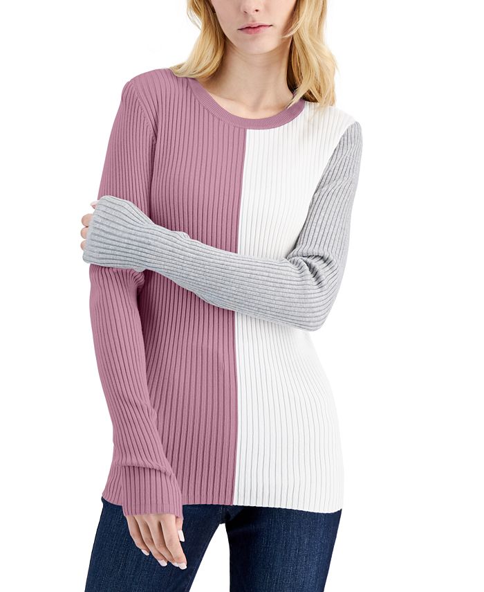 INC International Concepts Ribbed Colorblocked Sweater, Created for ...