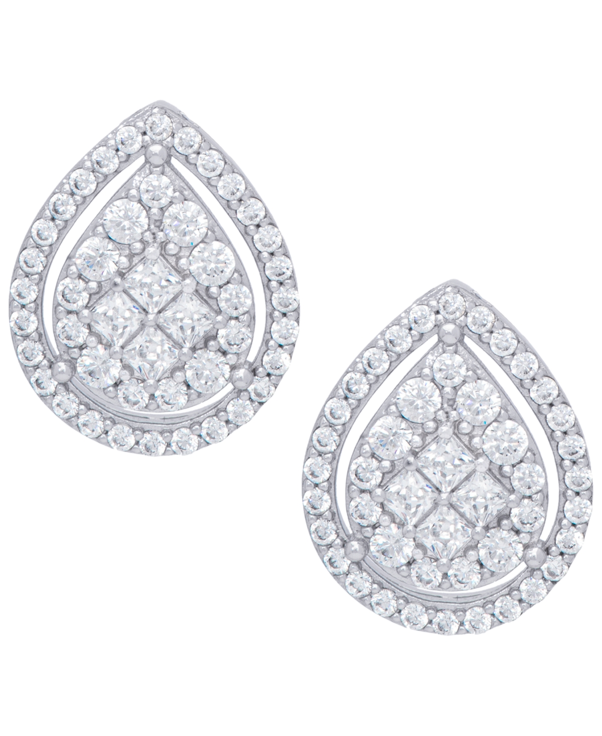 Click here for Cubic Zirconia Pear Halo Earrings in Fine Gold Pla... prices