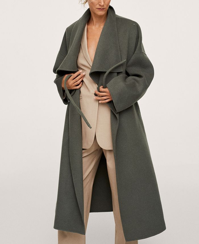MANGO Women's Wide Lapel Wool-Blend Coat - Macy's