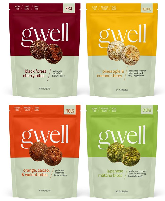 Gwell Gluten Free Wellness Bites Snack Sampler Gift Pack, 4 Flavors, 28 ...