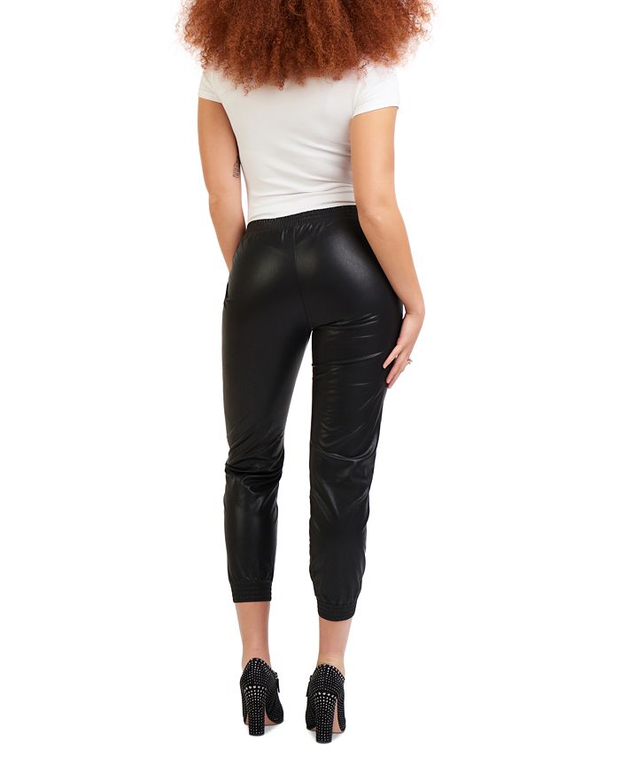 Black Tape Faux Leather Jogging Pants - Macy's