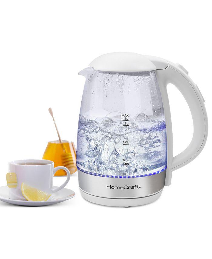 HomeCraft HCOTCWK17WH 1.7L Electric One-Touch Glass Kettle - Macy's
