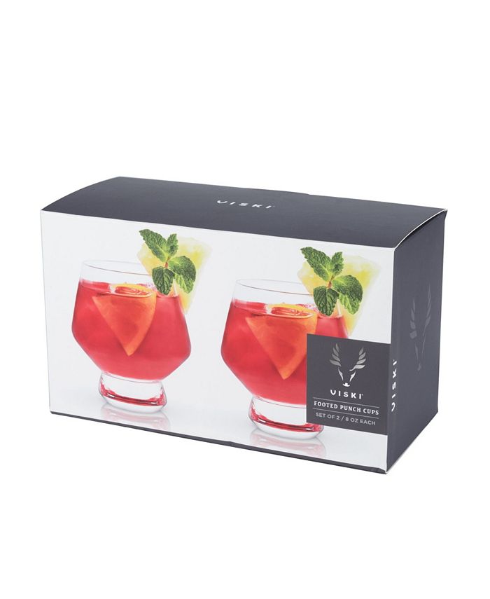 Viski Raye Footed Crystal Punch Cups, Set of 2, 8 Oz - Macy's
