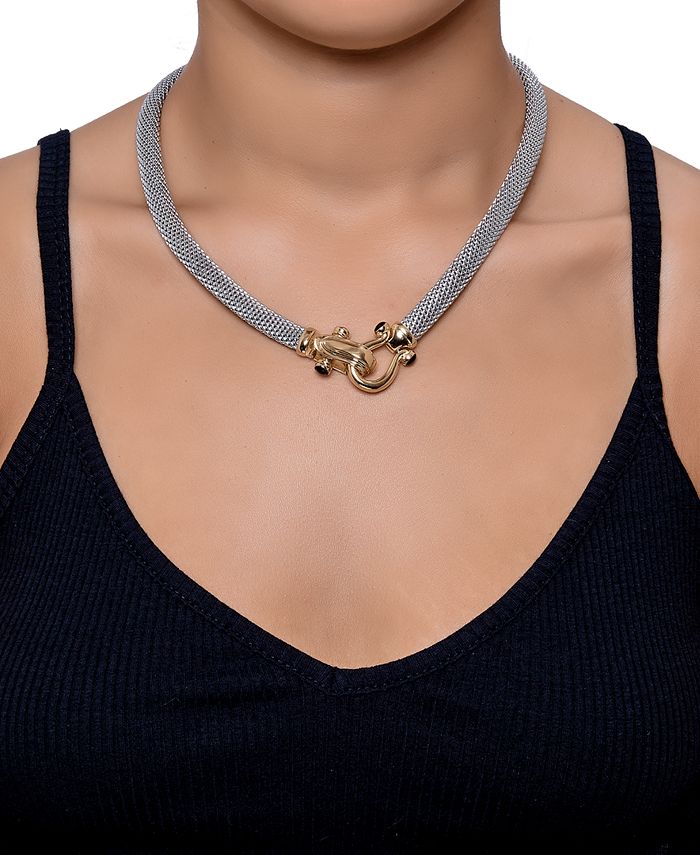 Italian Gold Rounded Mesh Collar Necklace in 14k Gold over Sterling ...