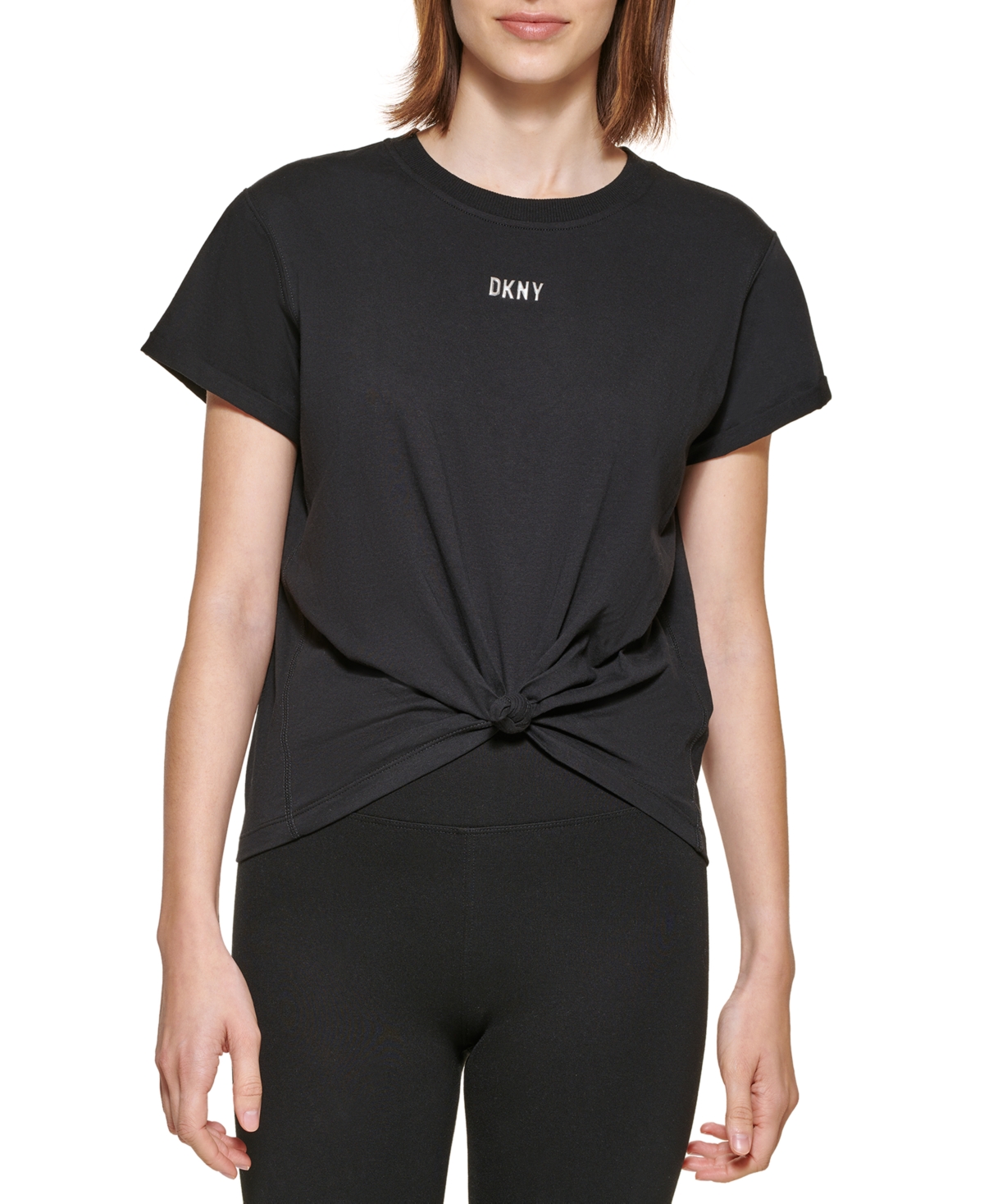 Click here for Dkny Sport Womens Cotton Metallic-Logo T-Shirt - B... prices