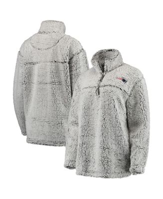 Women's Gray New England Patriots Sherpa Quarter-Zip Pullover Jacket ...
