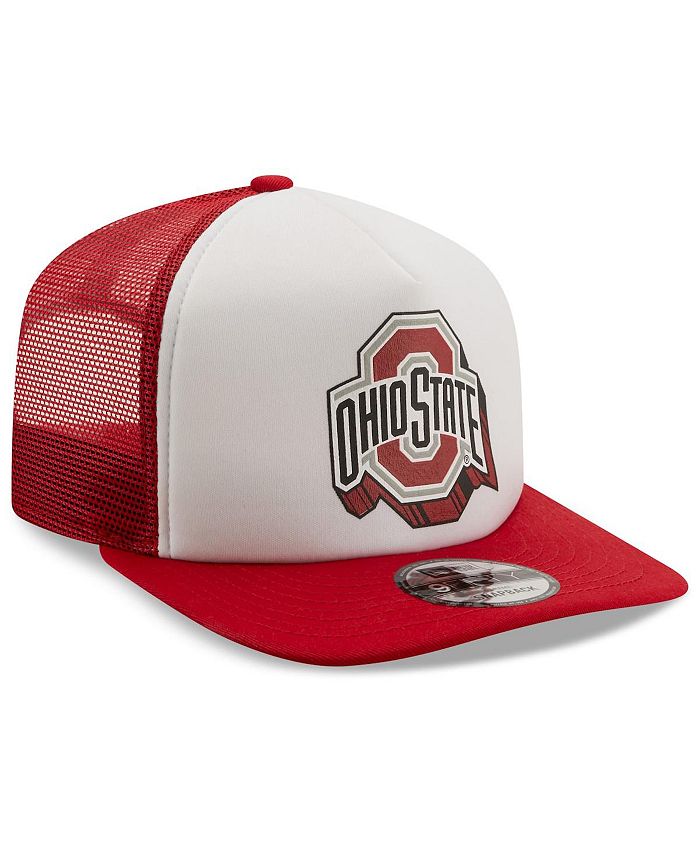 New Era Men's White Ohio State Buckeyes Foam 9FIFTY Trucker Snapback ...