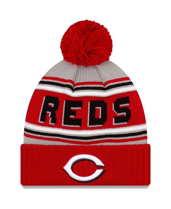 New Era Men's Red Cincinnati Reds Cheer Cuffed Knit Hat with Pom - Macy's