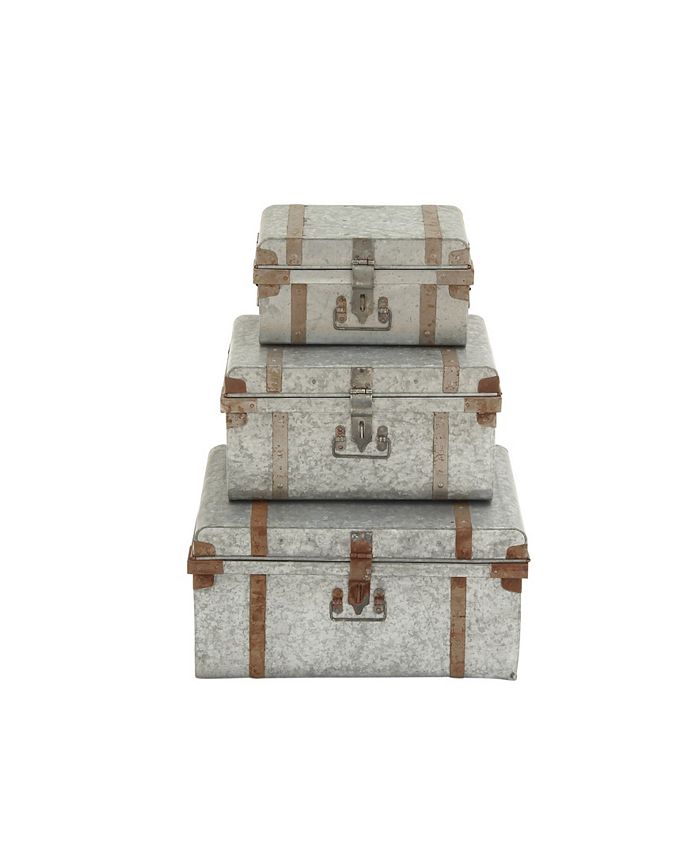 Rosemary Lane Metal Farmhouse Trunk, Set of 3 - Macy's