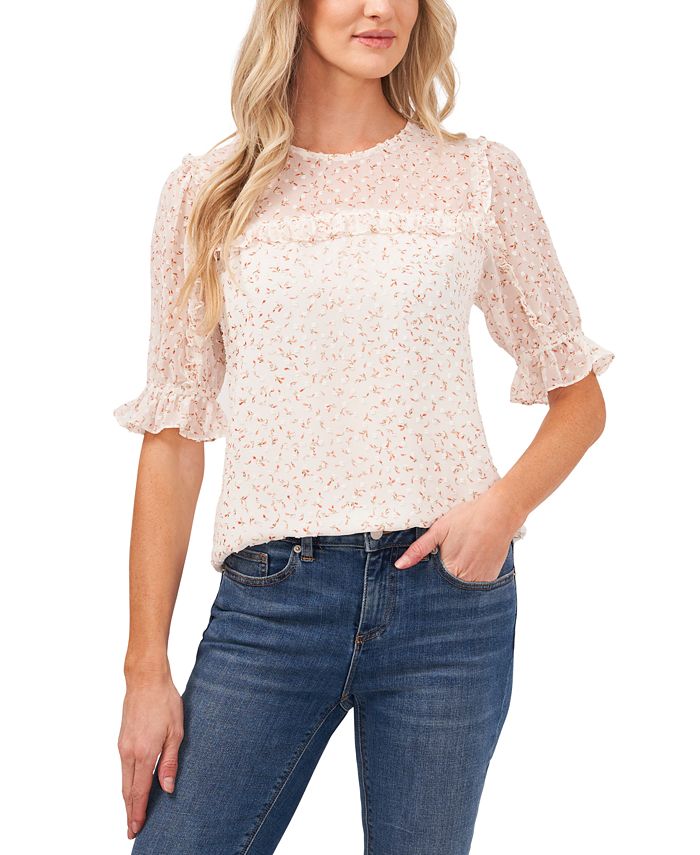 CeCe Ruffled Floral-Print Top - Macy's