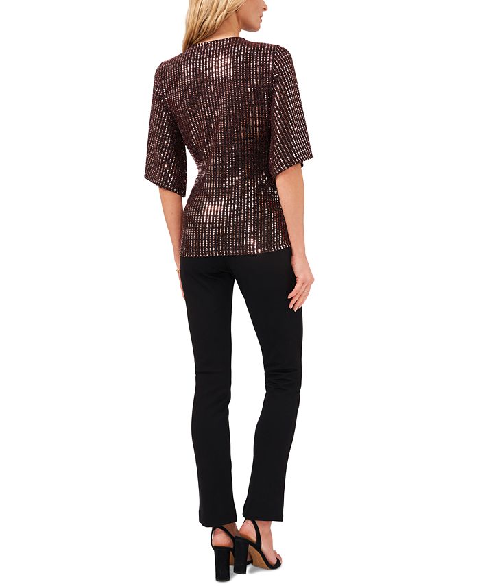 MSK Sequined Surplice Top - Macy's