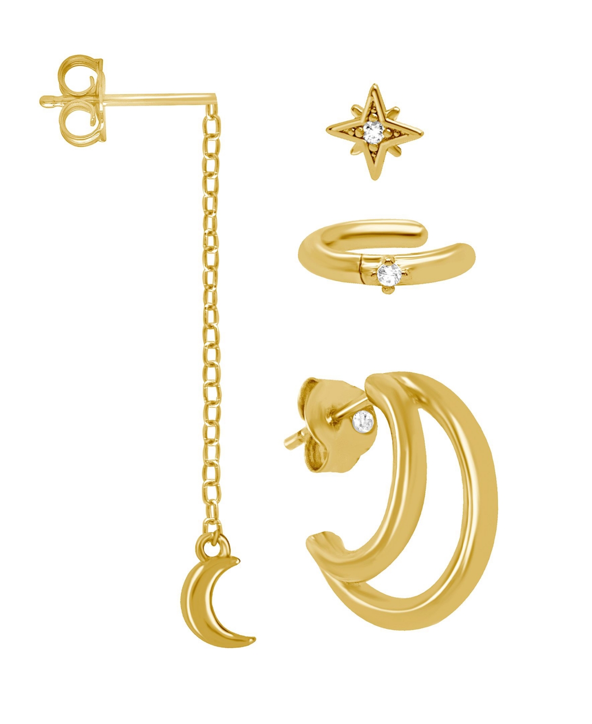 Click here for 18K Gold Plated Four Piece Single Earring Set - Go... prices