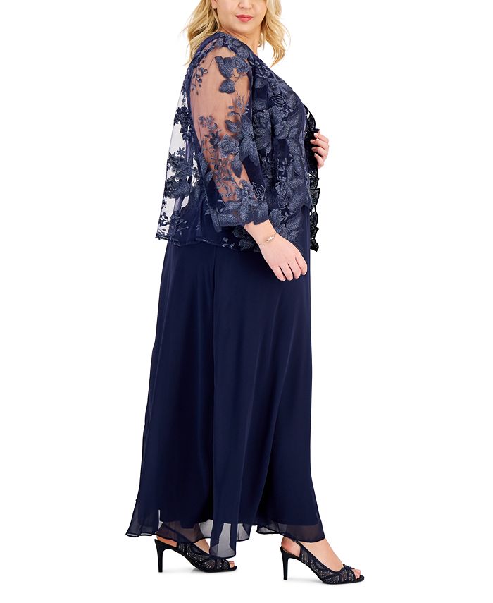 Alex Evenings Plus Size Embroidered Long Dress & Jacket - Macy's