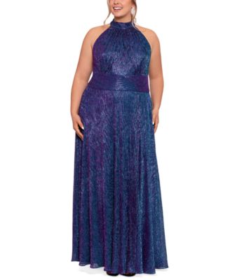 Betsy & Adam Plus Size Metallic Textured Gown - Macy's