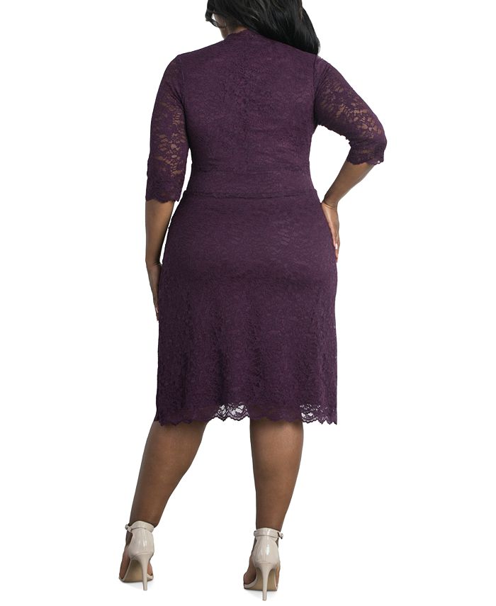 Kiyonna Womens Plus Size Scalloped Boudoir Lace Dress Macys