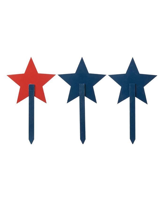Glitzhome Wooden Patriotic Star Yard Stake, Set of 3 - Macy's
