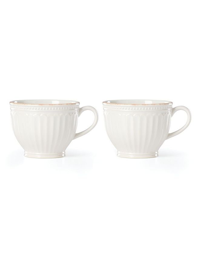 Lenox French Perle Groove Latte Mug Set, 2 Piece - Macy's