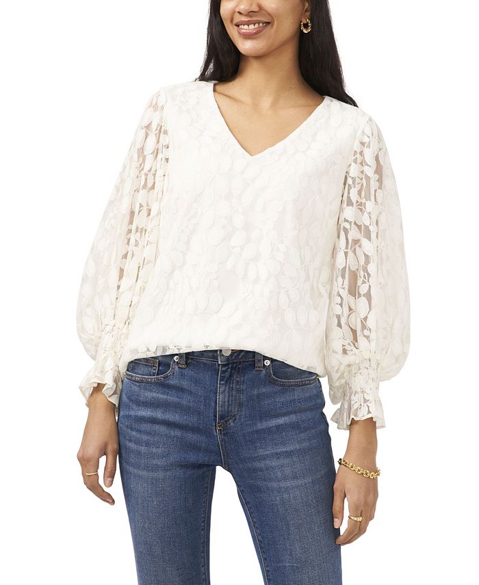 Sam & Jess Women's V-Neck Lace Long Sleeve Top - Macy's