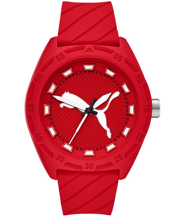 Puma Women's Puma Street Three-Hand Red Silicone Strap Watch 48mm - Macy's