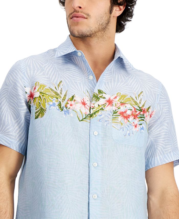 Club Room Mens Regular Fit Tropical Print Linen Shirt Created For