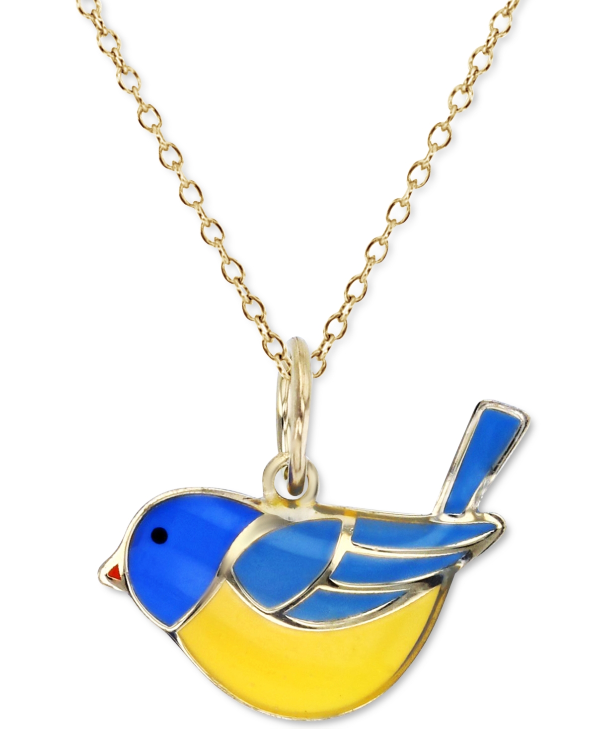 Click here for Enamel Bird 18 Pendant Necklace in 14k Gold - Gold prices